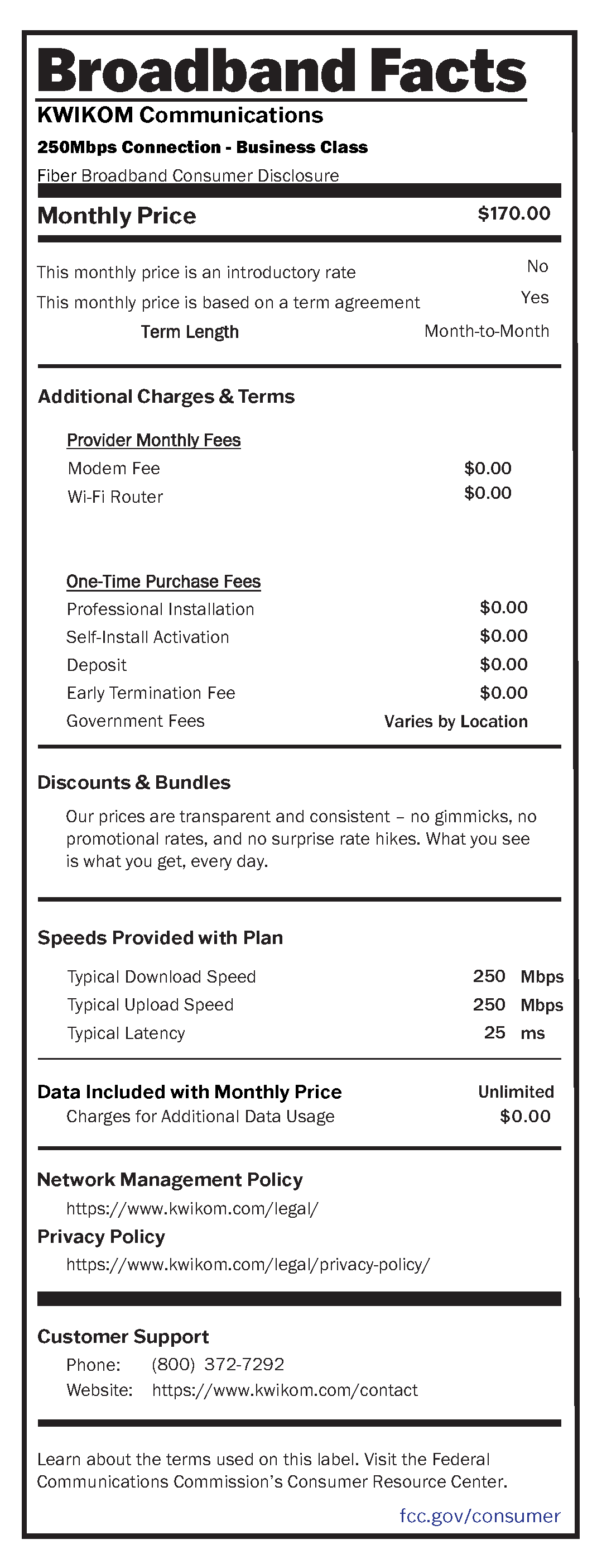 Internet Broadband Labels | KWIKOM